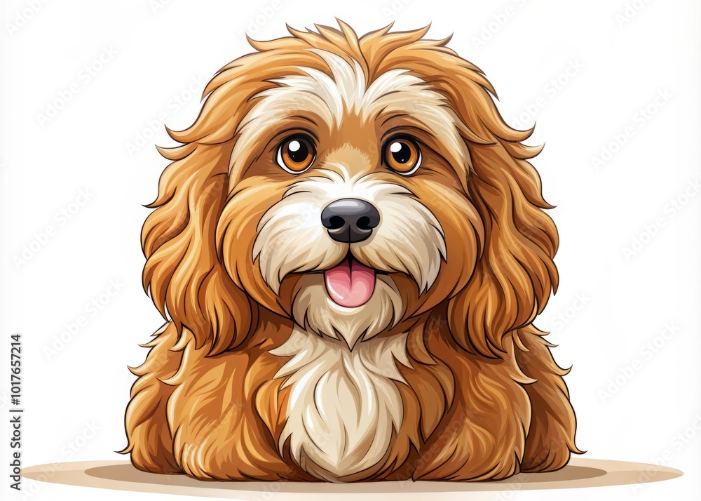 Cute Cavoodle Dog Cartoon Vector Illustration with Easy Coloring Design ...