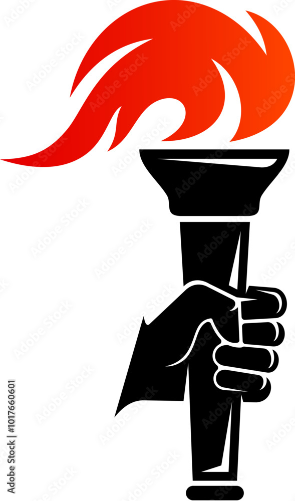 Torch flame icon. Victory and freedom, liberty and champion fire ...
