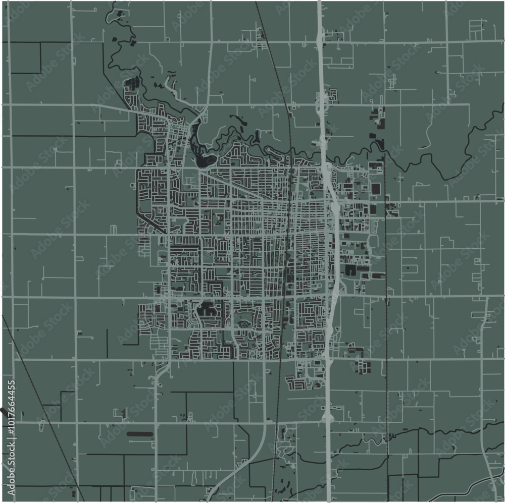 Map of Lodi in California in a smooth dark style. Contains layered ...