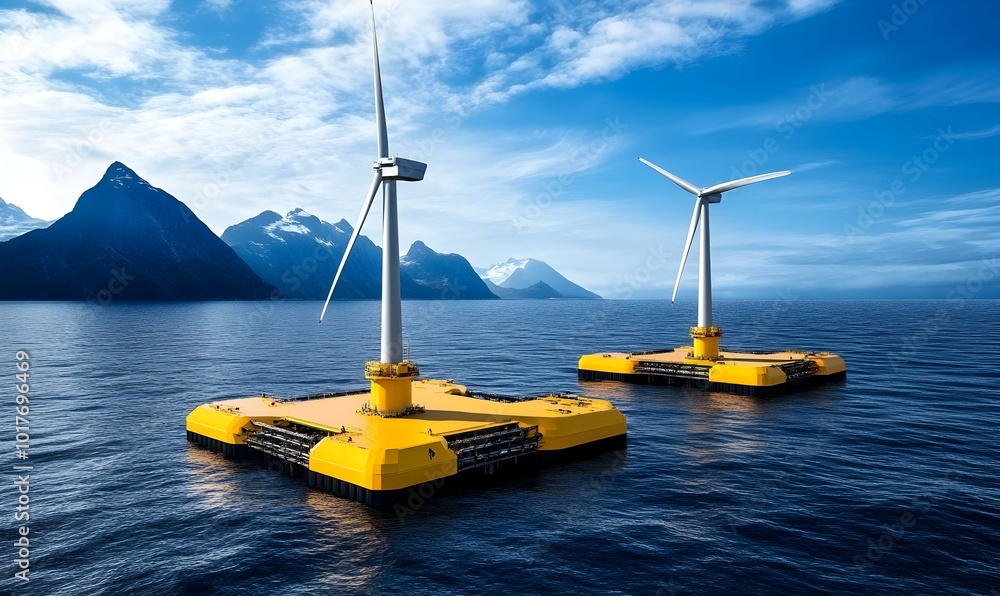 Offshore Wind Turbine Assembly Yard, showcasing large turbines ready ...
