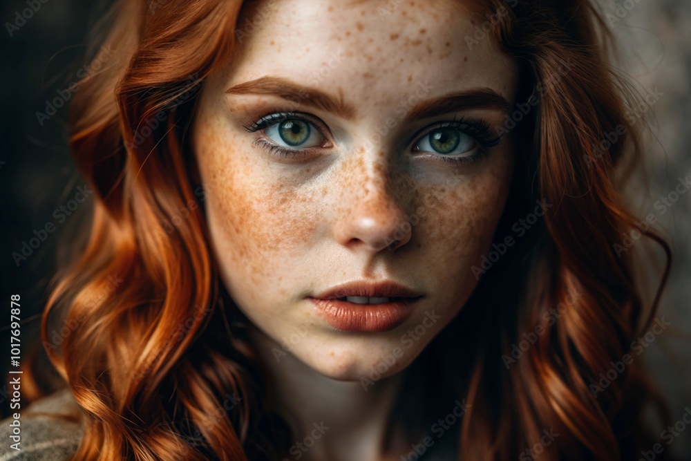 A deep, emotional portrait. The face of a young girl without makeup ...