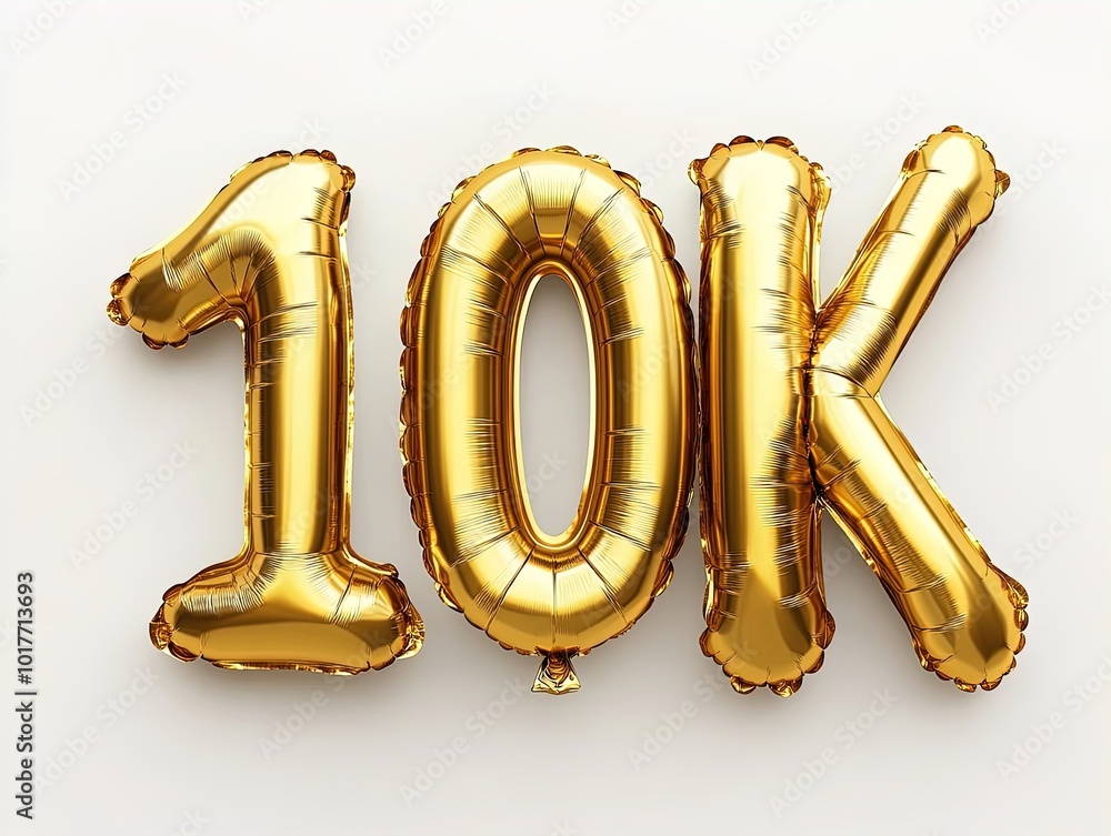 Celebrate Your Milestone: Stunning '10K' Golden Balloon Display Poster ...