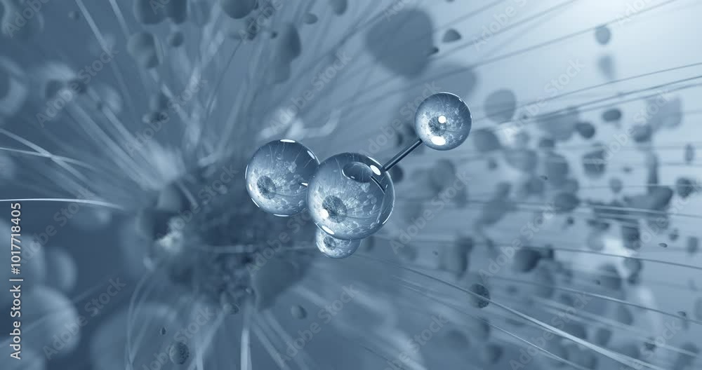 Hydrogen peroxide rotating molecular 3d structure ball-and-stick model ...