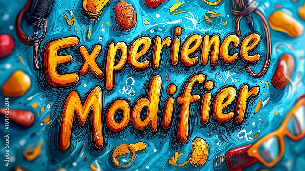 An artistic 'Experience Modifier' design rendered with a marine theme ...