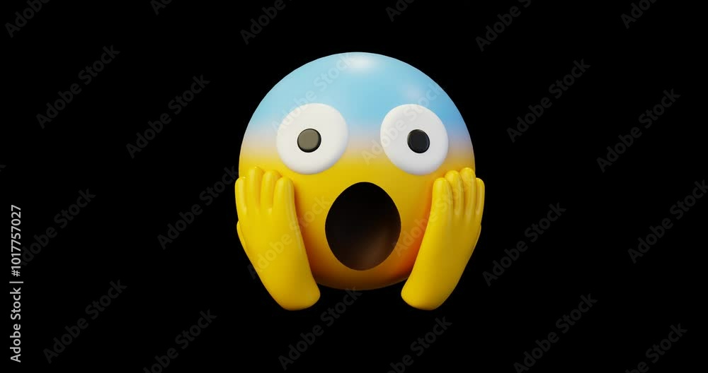 3d Emoticon Screaming in Fear Face Yellow Ball Emoticon Emoji or Smiley ...