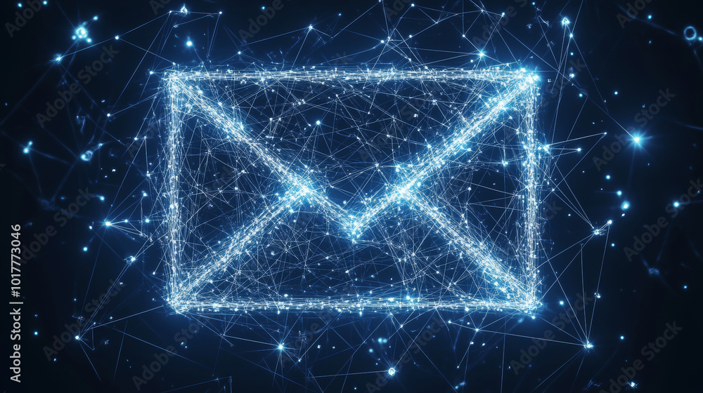 A digital image showing a wireframe model of an email. The image is ...