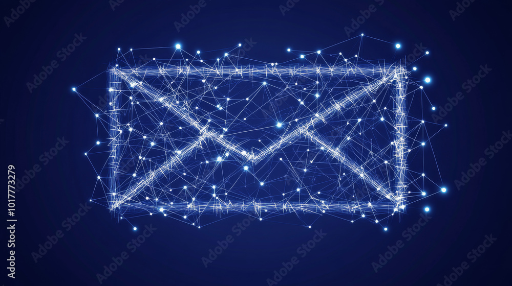 A digital image showing a wireframe model of an email. The image is ...