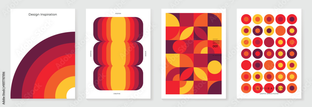 Collection of 70s color gradient poster background vector. Set of retro ...