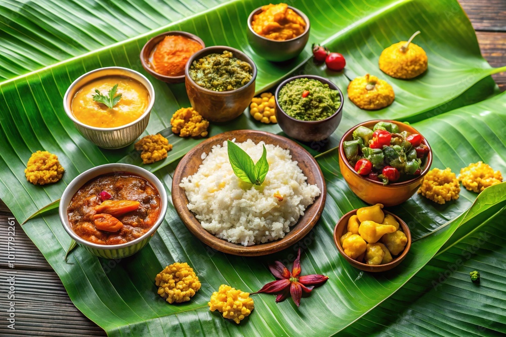 Kerala Onam Sadya: Spicy Vegan Puli Inji Curry on Banana Leaf ...