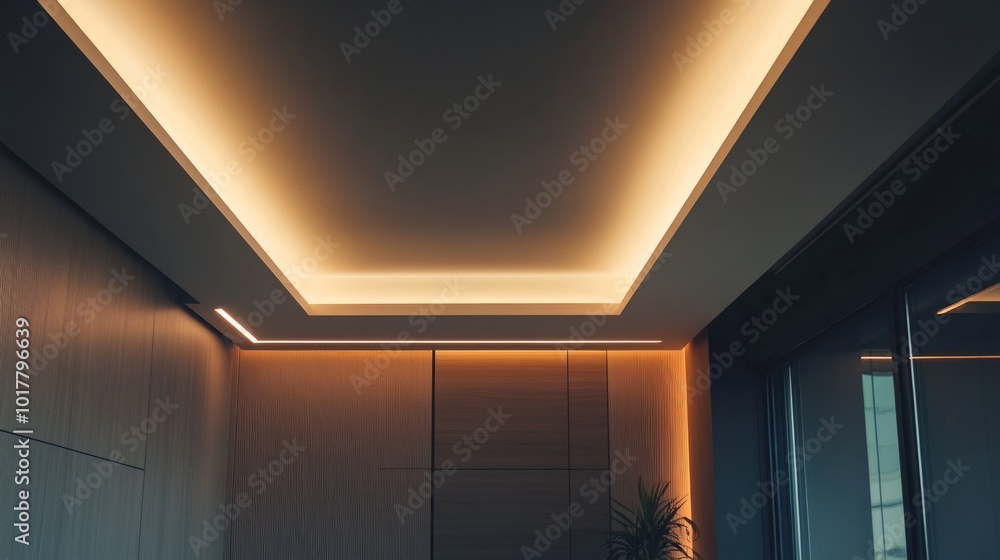 Modern home interior with recessed ceiling lighting, showcasing hidden ...