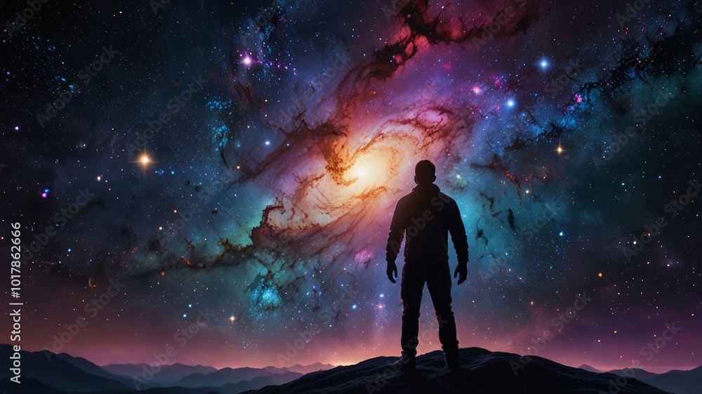 Nebula Guardians A Spectral Being Standing Tall in the Infinite Cosmos ...