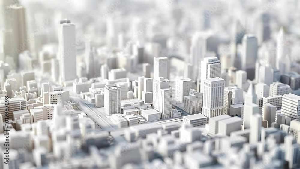 Mini city model, white building, The buildings and roads on white ...