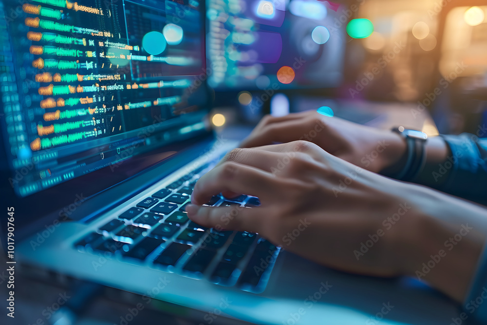 Typing Coded Language: Behind The Scenes of IT Project Work Stock Photo ...