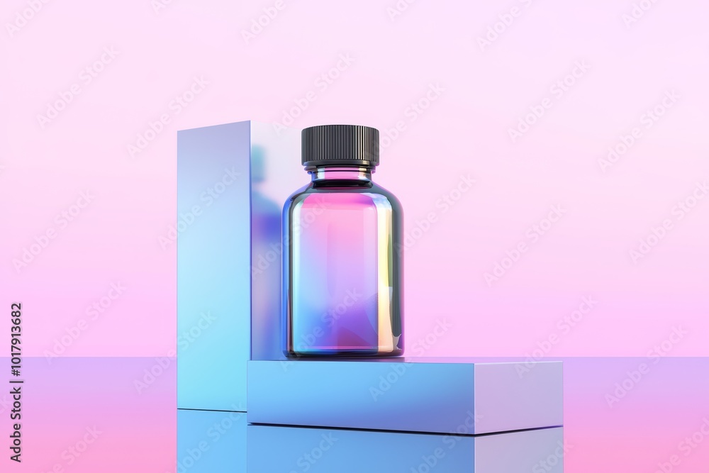 3D product packaging mockup featuring a customizable bottle and box on ...