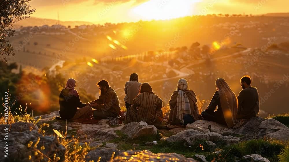 Disciples praying with Jesus, a scene of deep faith and devotion in the ...