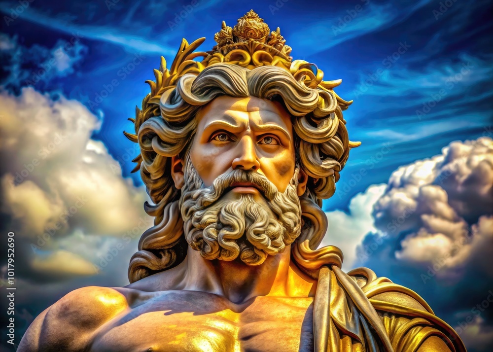 Majestic depiction of a Greek god, symbolizing power and authority in ...