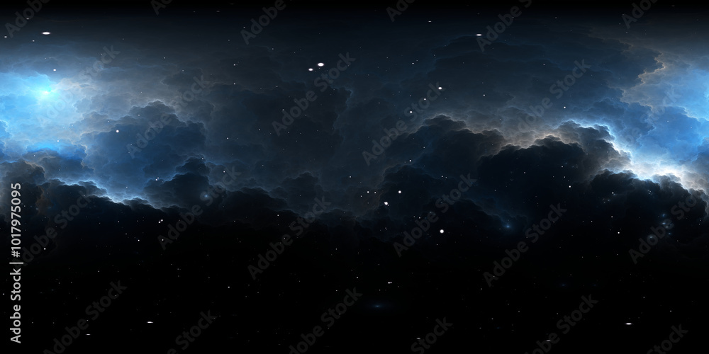 360 degree space nebula. Giant interstellar cloud with stars ...