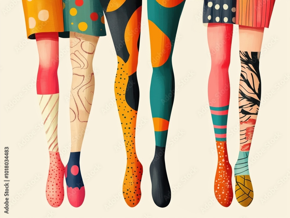 Variety illustration of anonymous different women's feet. They show ...