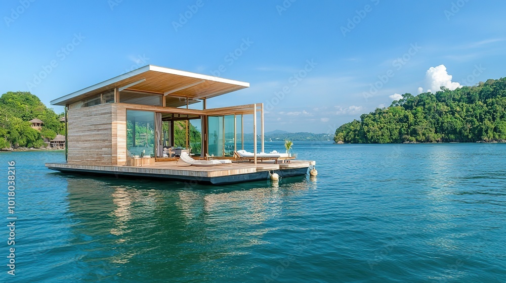 Eco-Friendly Floating House Compound Featuring Bungalows Suspended Over ...