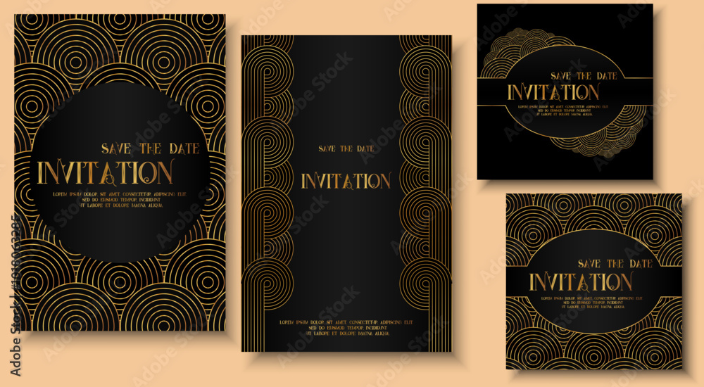 Luxury invitation, Elegant template, Card frame art deco flyer and ...