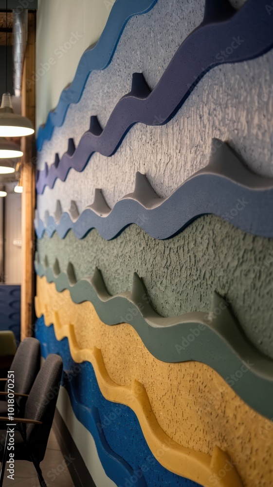 Textured Wall Design with Wave Patterns in Neutral Tones Stock Photo ...