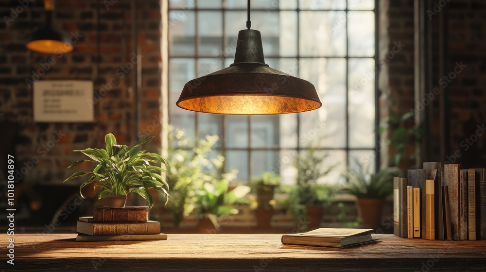 An industrial-style hanging light fixture made from upcycled scrap ...