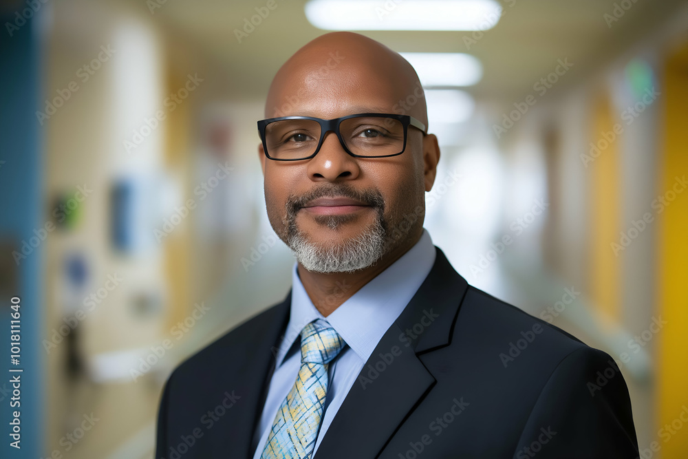 Confident african american hospital administrator in suit and tie ...