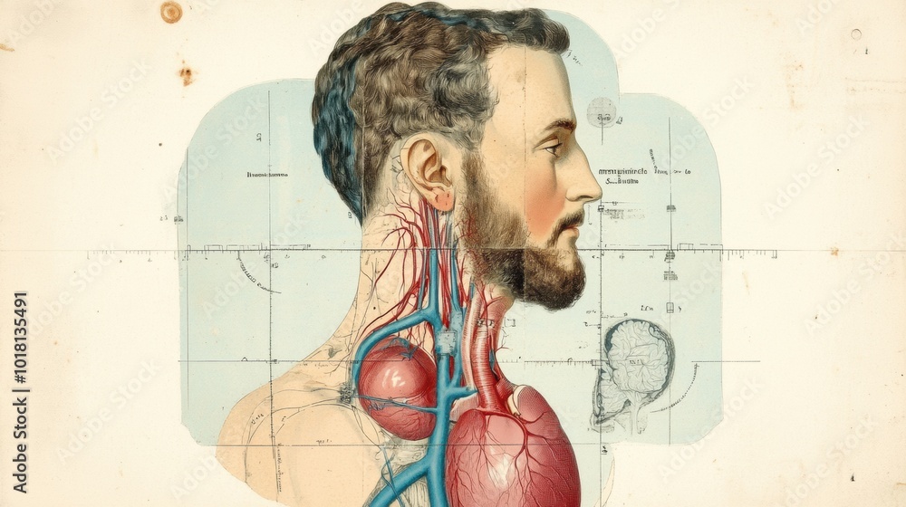 Detailed Cross Section Diagram of Human Head and Neck Anatomy Stock ...