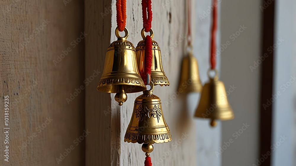 Hanging brass bells used in Vastu for cleansing negative energy and ...