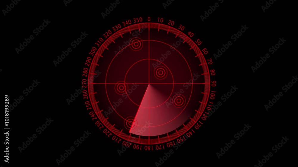 Sonar radar. Glow green background with navigation radar. Animation on ...