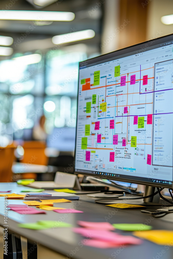 Integration project manager, In a vibrant conference room, a focused ...