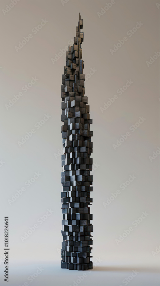 Tall, Modern Skyscraper Sculpture Made of Stacked Blocks in a ...
