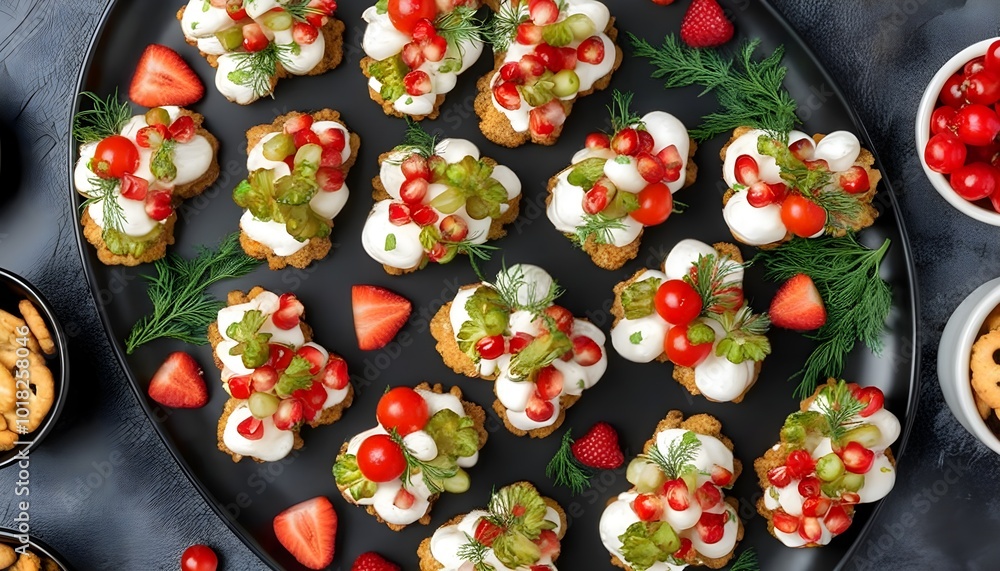 Diverse Canapes Displayed on a Tray, Ideal Finger Foods for Events and ...