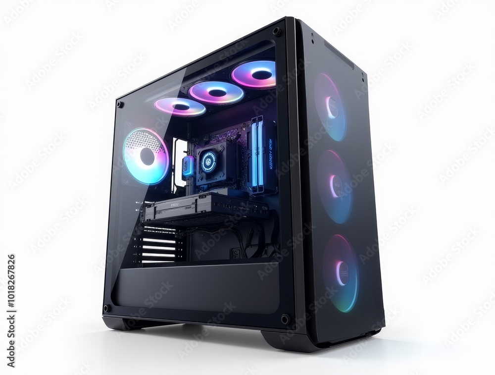 Modern Gaming PC Build With RGB Lighting on Display in a Well-Lit ...