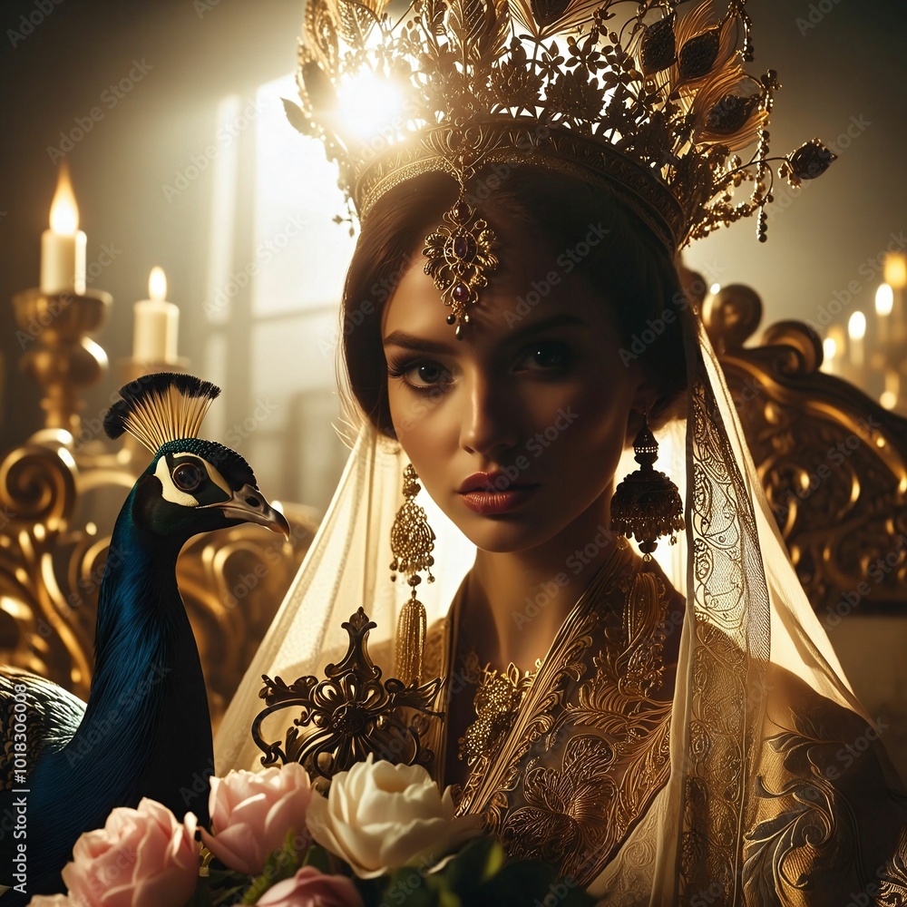 Hera, the queen goddess of marriage, woman and childbirth in golden ...