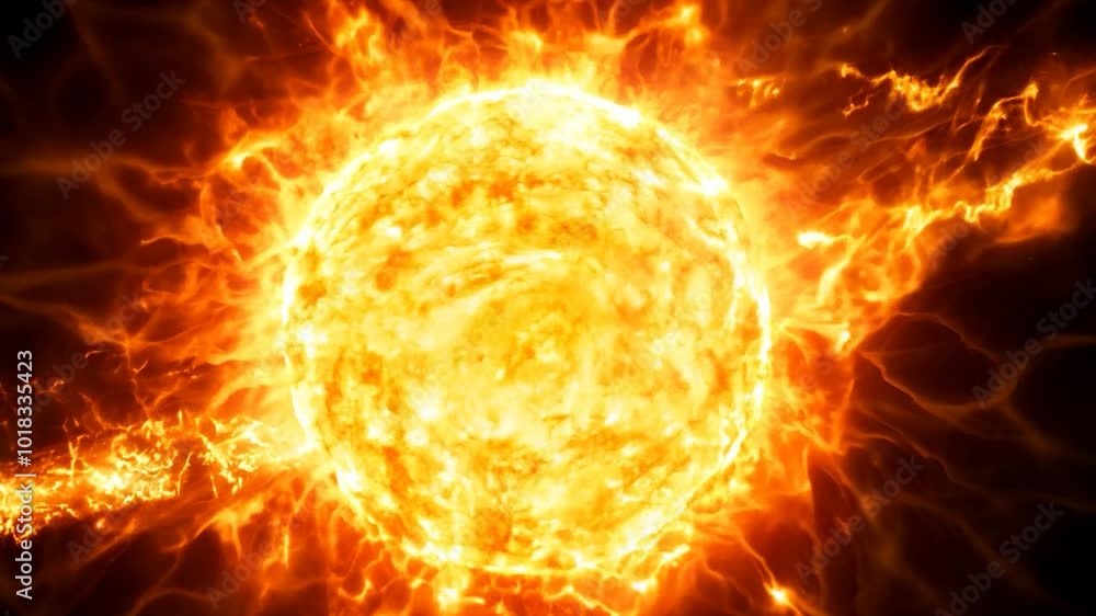 Giant star expands and grows, emitting energy particles and plasma in ...