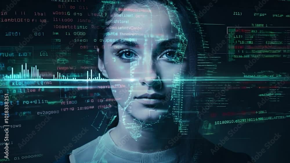 Futuristic makeup enhances a woman's face while undergoing a facial ...