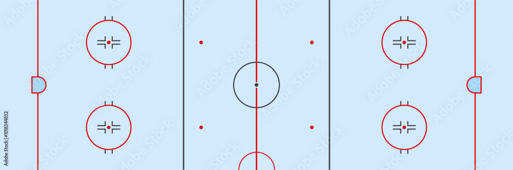 Ice hockey playground top view vector illustration. Winter sports rink ...