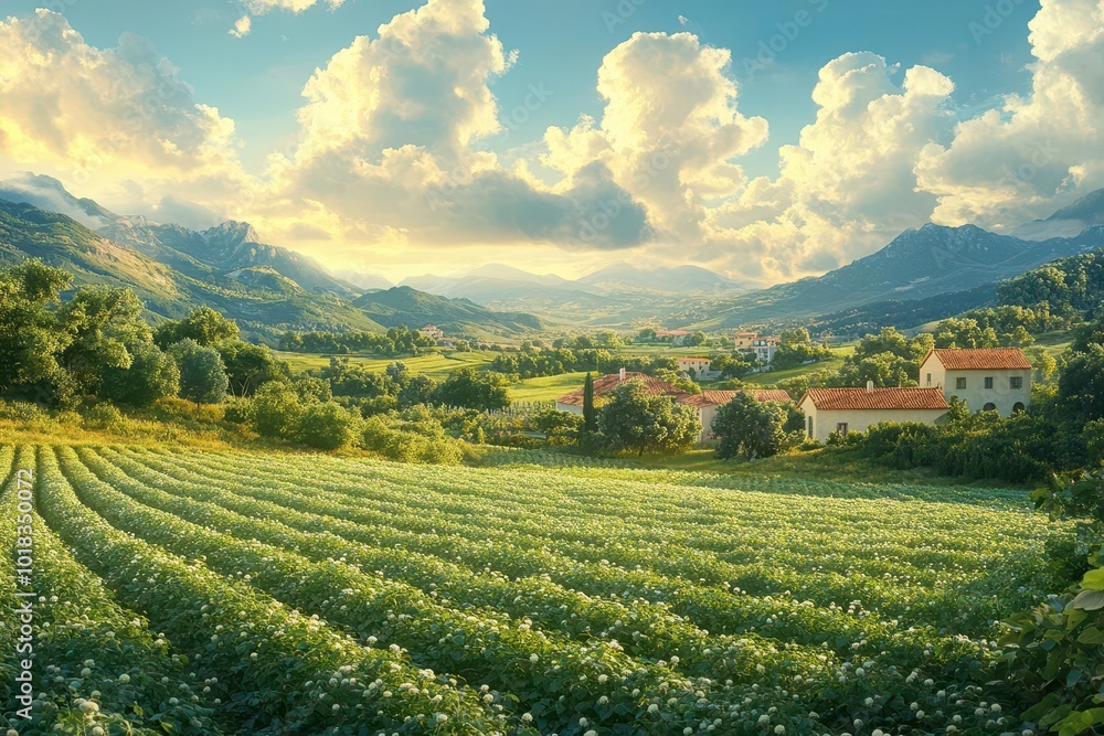 hightech farming system with drones and sensors monitoring crop health ...