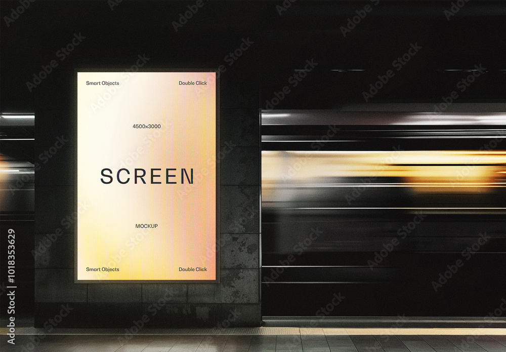 Vertical Subway Screen Mockup Stock Template | Adobe Stock