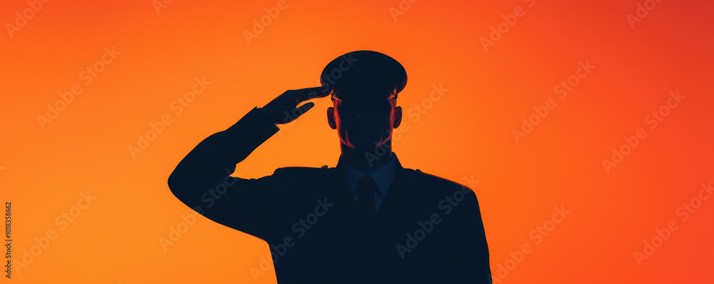 veteran saluting with pride against vibrant sunset, symbolizing courage ...