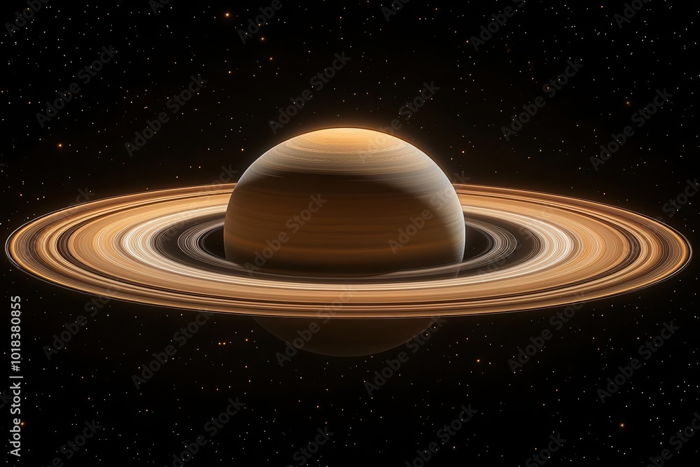 hyperrealistic render of saturn with its iconic rings floating in the ...