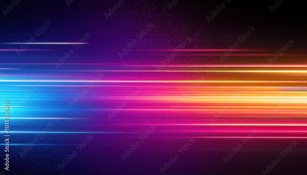 Vivid Neon Light Burst. Multi Colored Light Rays Converging to a ...