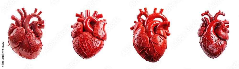 Four hearts are shown in different positions, all of them red Stock ...
