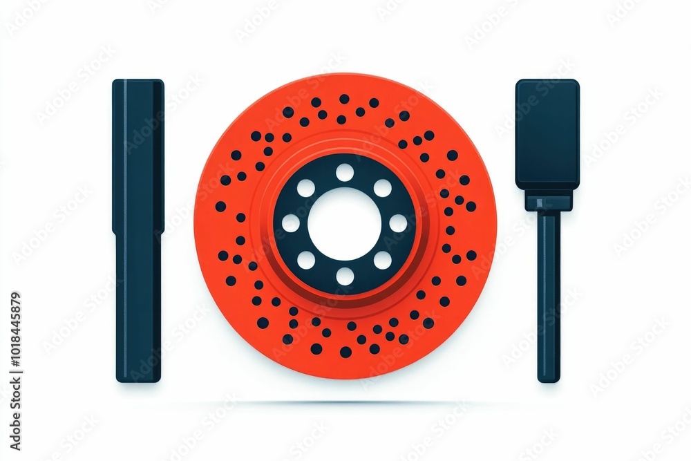 Minimalist icon design featuring a simple clean of an automotive brake ...
