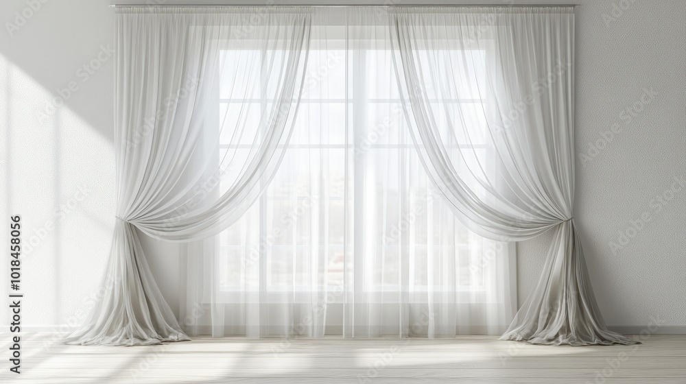 Double curtain set with sheer inner panel and solid outer panel ...