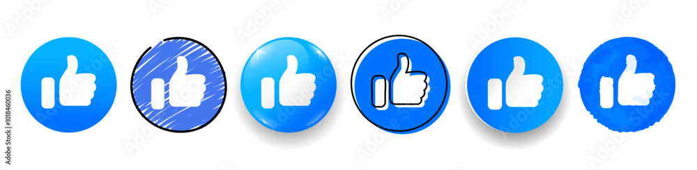 Set of Like Facebook Empathetic Emoji Reaction in different designs ...
