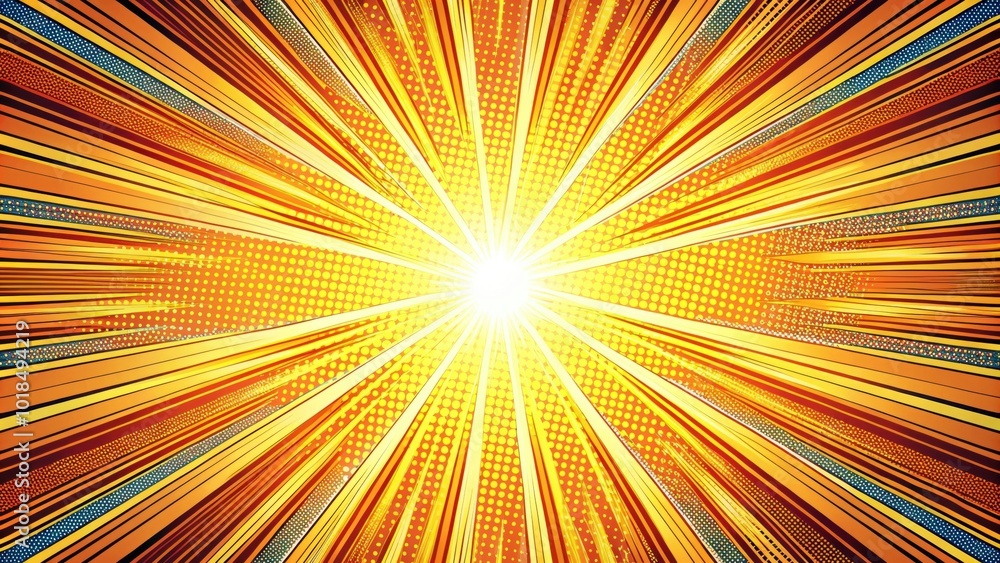 Abstract comic book background with speed lines converging to vanishing ...