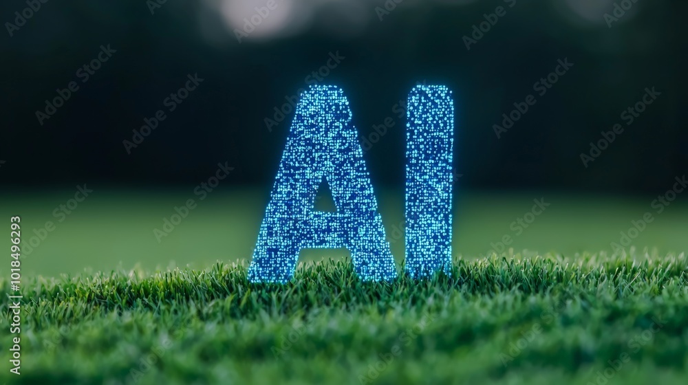 A digital representation of AI with bright blue and pink circuit ...