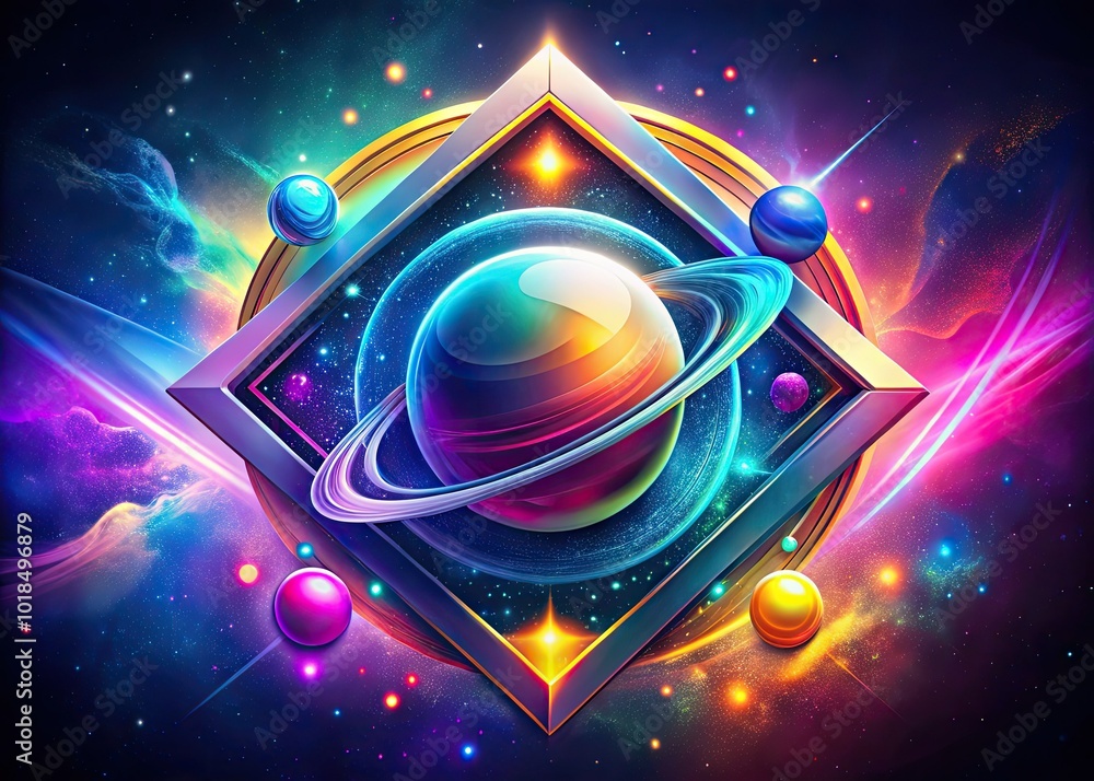 Futuristic logo design featuring abstract elements and cosmic themes ...